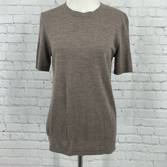 Tops | 10 Superfine Merino Wool Short Sleeve Brand New Brown Sweater ...